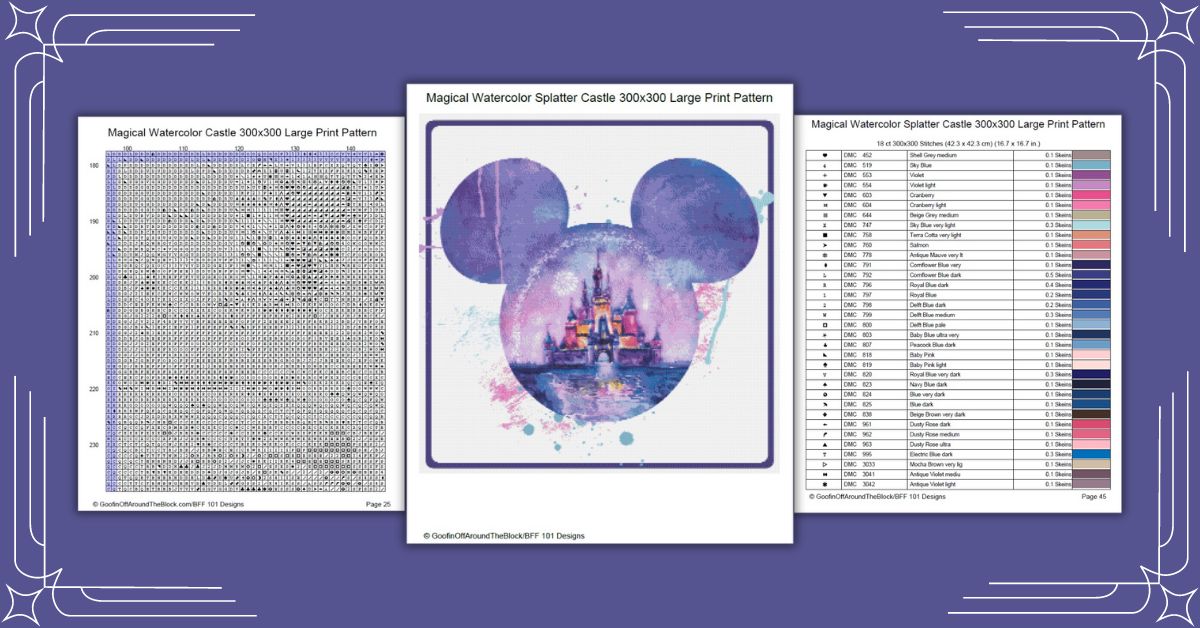 Free Magical Watercolor Castle Stitch Pattern – Goofin Off Around the Block