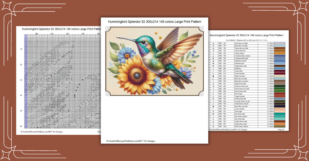Free Hummingbird Splendor 02 Cross Stitch Pattern – Goofin Off Around ...