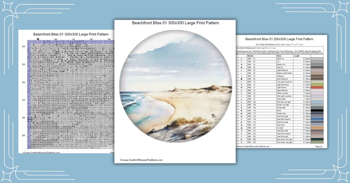 Free Beach Front Bliss 01 Cross Stitch Pattern – Goofin Off Around the ...