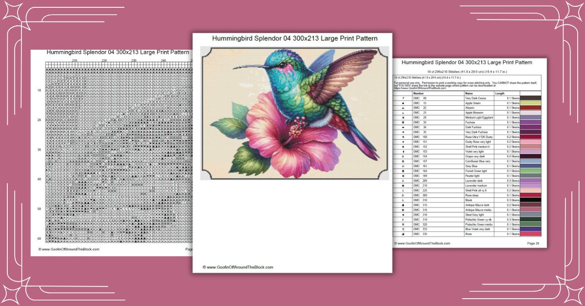 Free Hummingbird Splendor 04 Cross Stitch Pattern – Goofin Off Around ...
